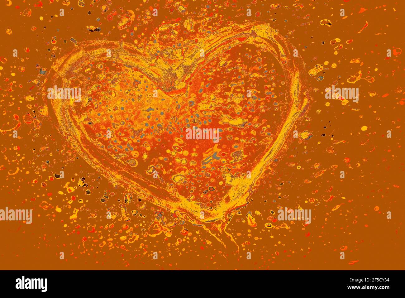 Heart on a glass with paint splash effect on it on a black background ...