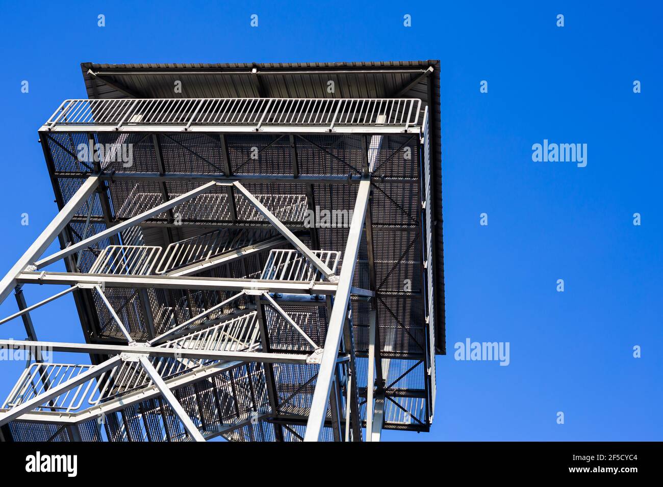 A view of the top of the steel observation tower. The object against ...