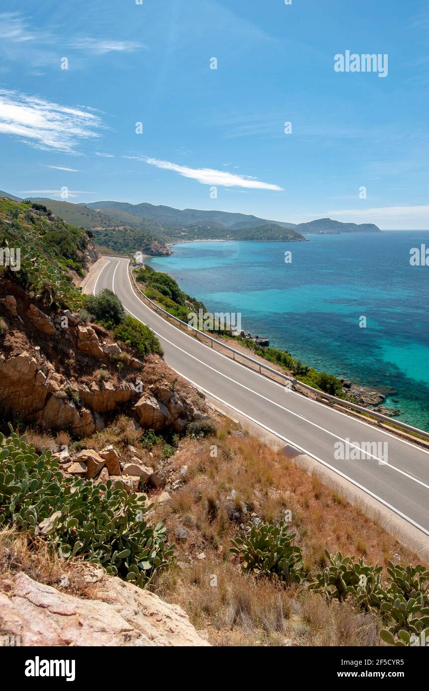 scenic and coastal road, with curves and trees Stock Photo - Alamy
