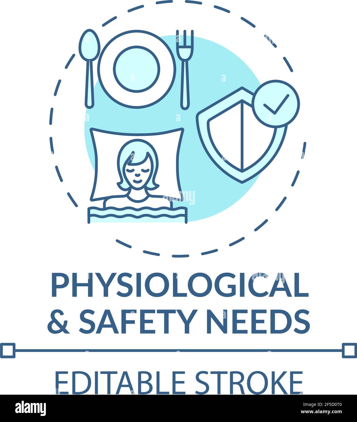 Physiological and safety needs turquoise concept icon Stock Vector ...