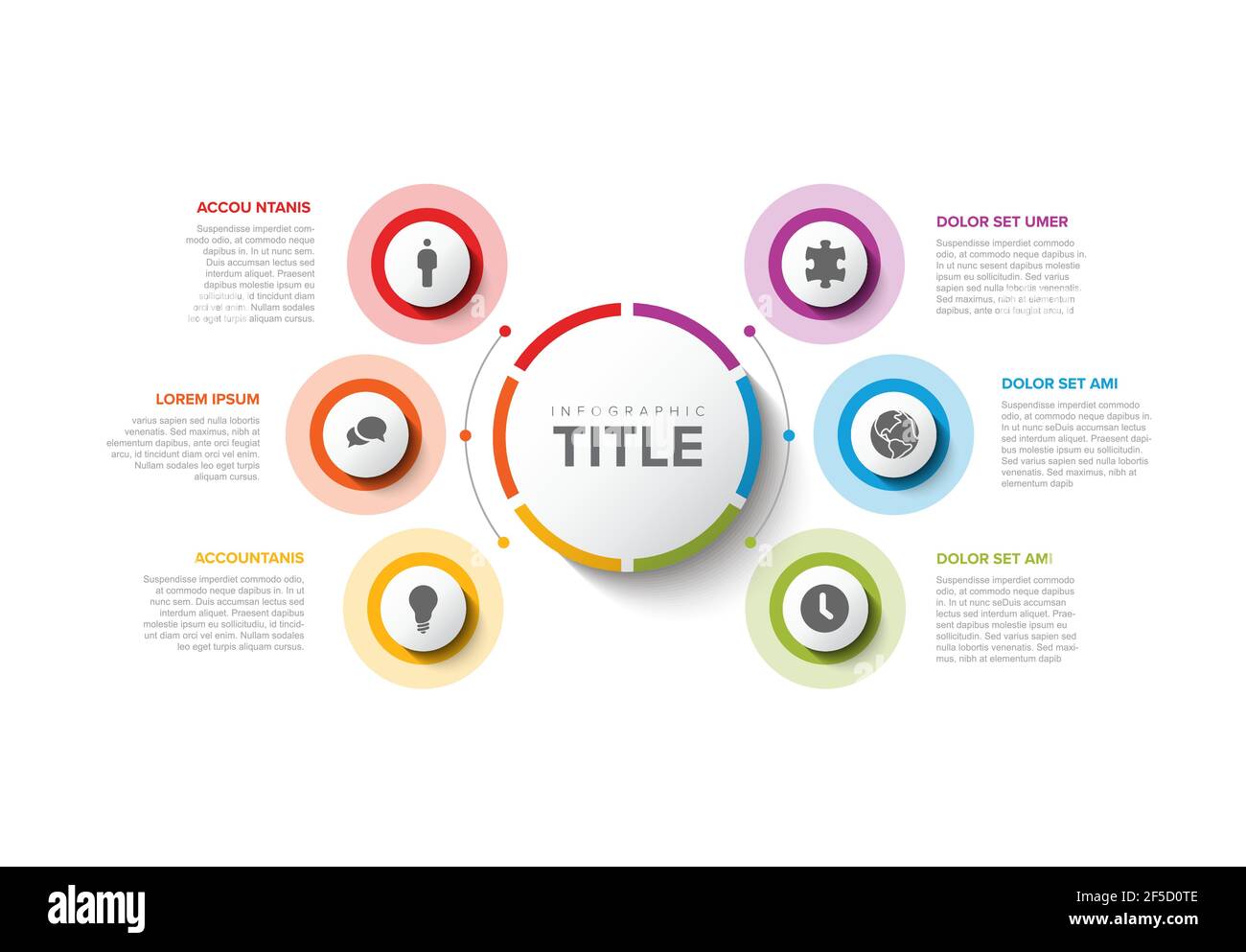 Vector multipurpose Infographic template with title and six elements ...