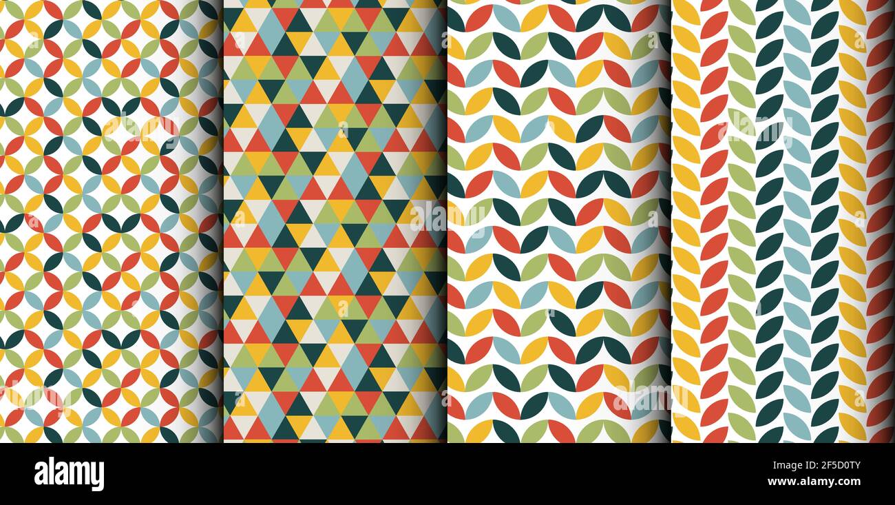 Four Retro minimalistic geometric abstract background seamless pattern ...