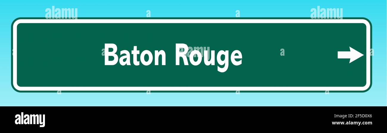 A graphic illlustration of an American road sign pointing to Baton ...