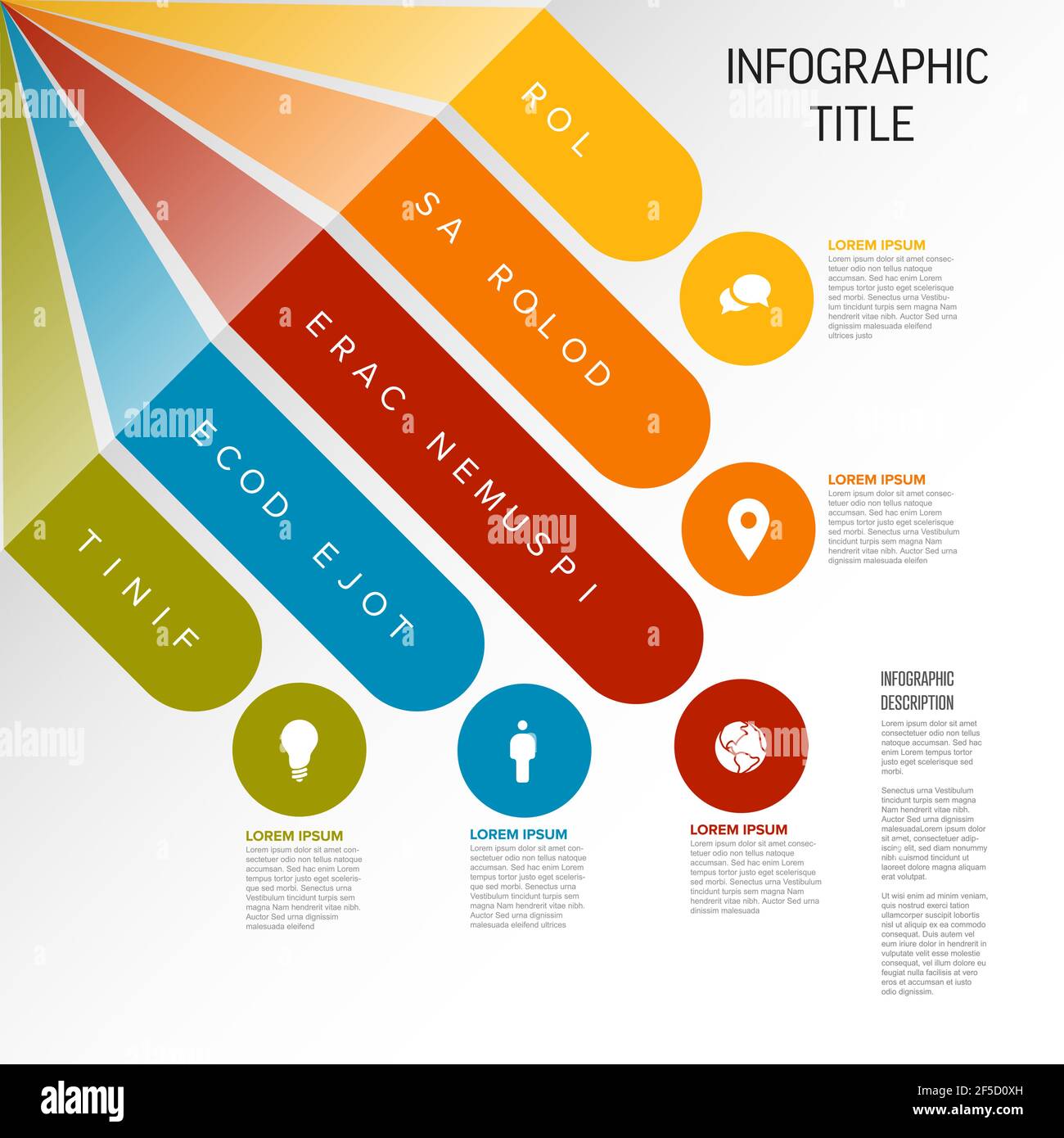 Vector multipurpose Infographic template made from five color curved ...