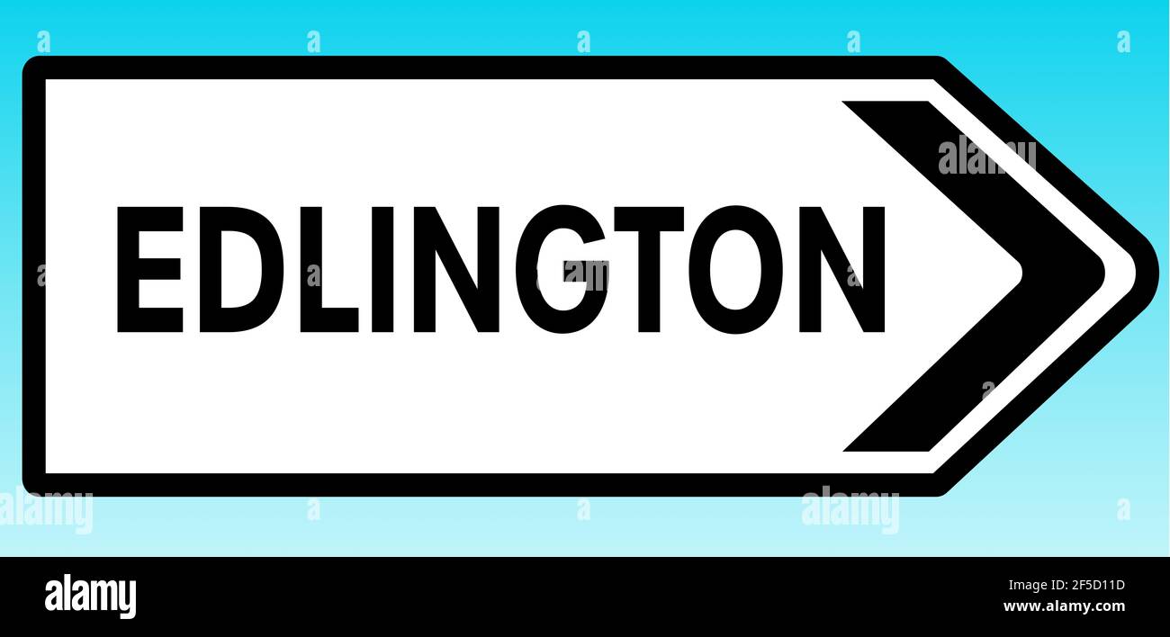 A graphic illlustration of a British road sign pointing to Edlington ...