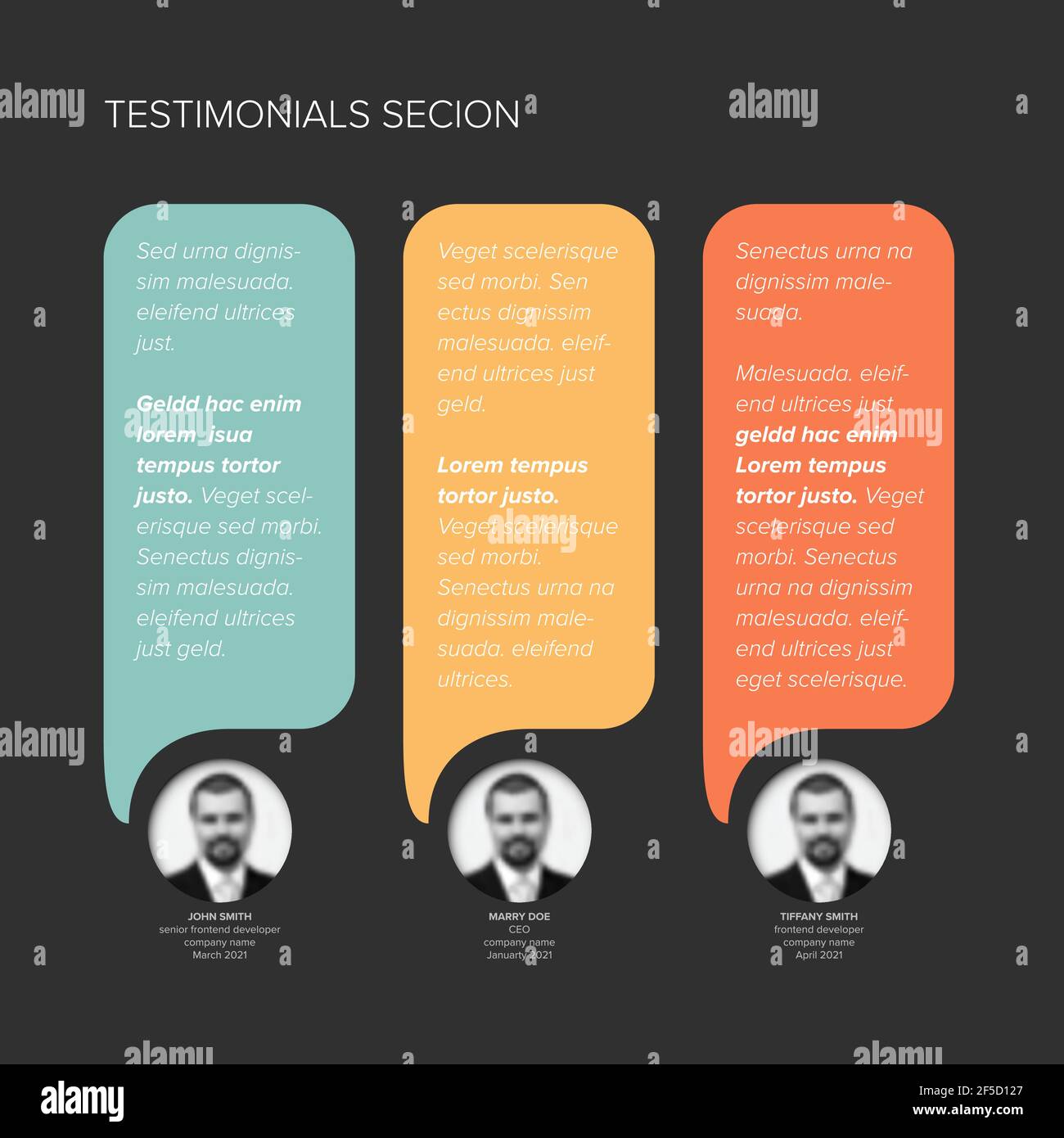 Simple dark minimalistic testimonial review section layout template ...