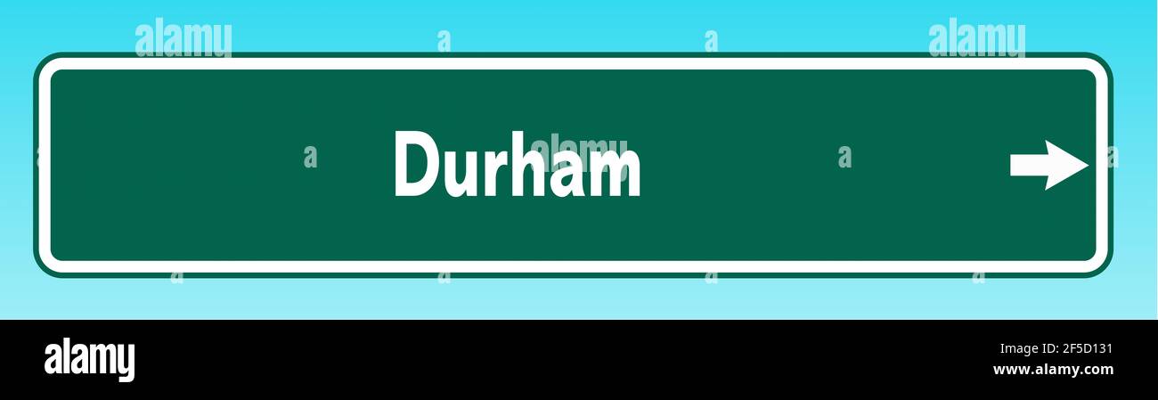 A graphic illlustration of an American road sign pointing to Durham ...