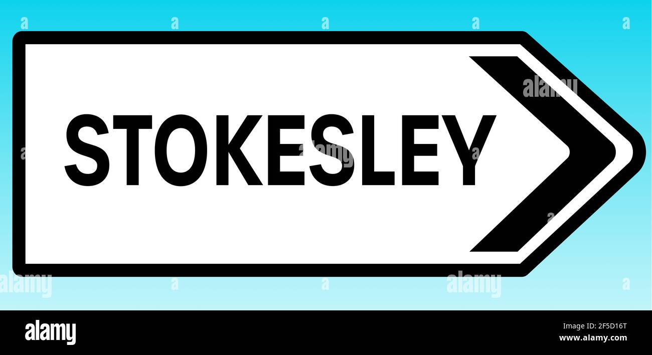 A graphic illlustration of a British road sign pointing to Stokesley ...