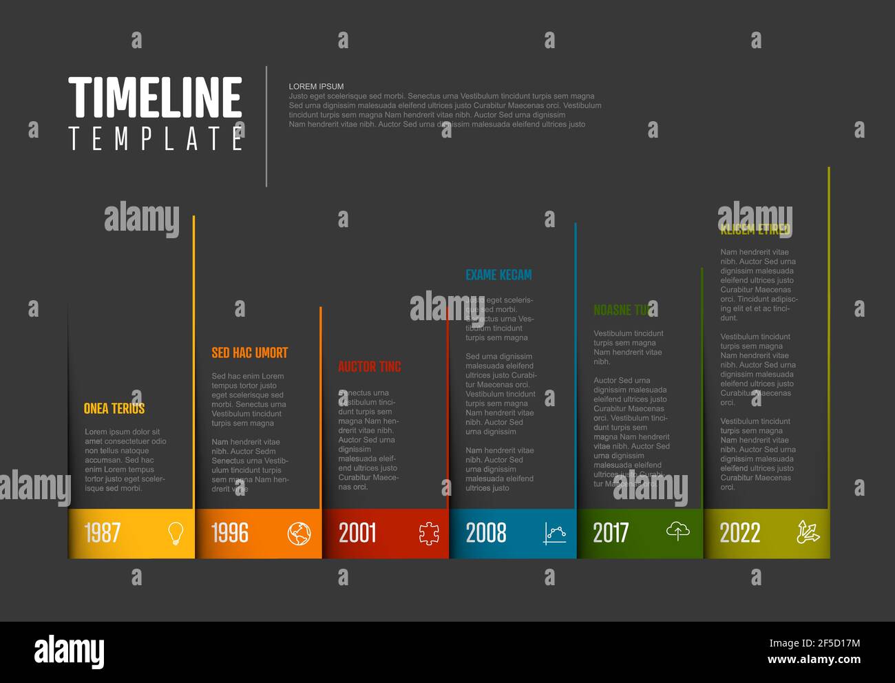 Vector Dark Infographic Company Milestones Colorful Timeline Template ...