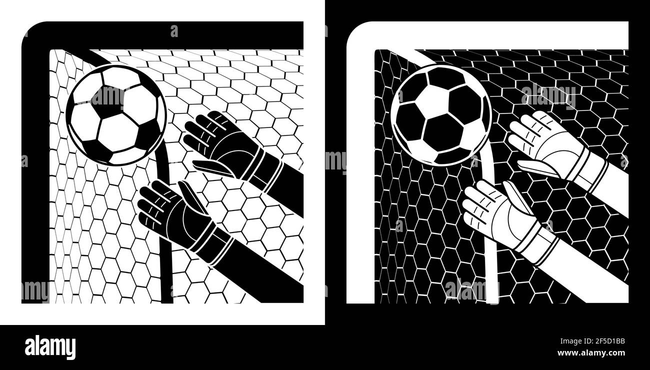 goalkeeper gloved hands catch soccer ball flying into corner of goal ...
