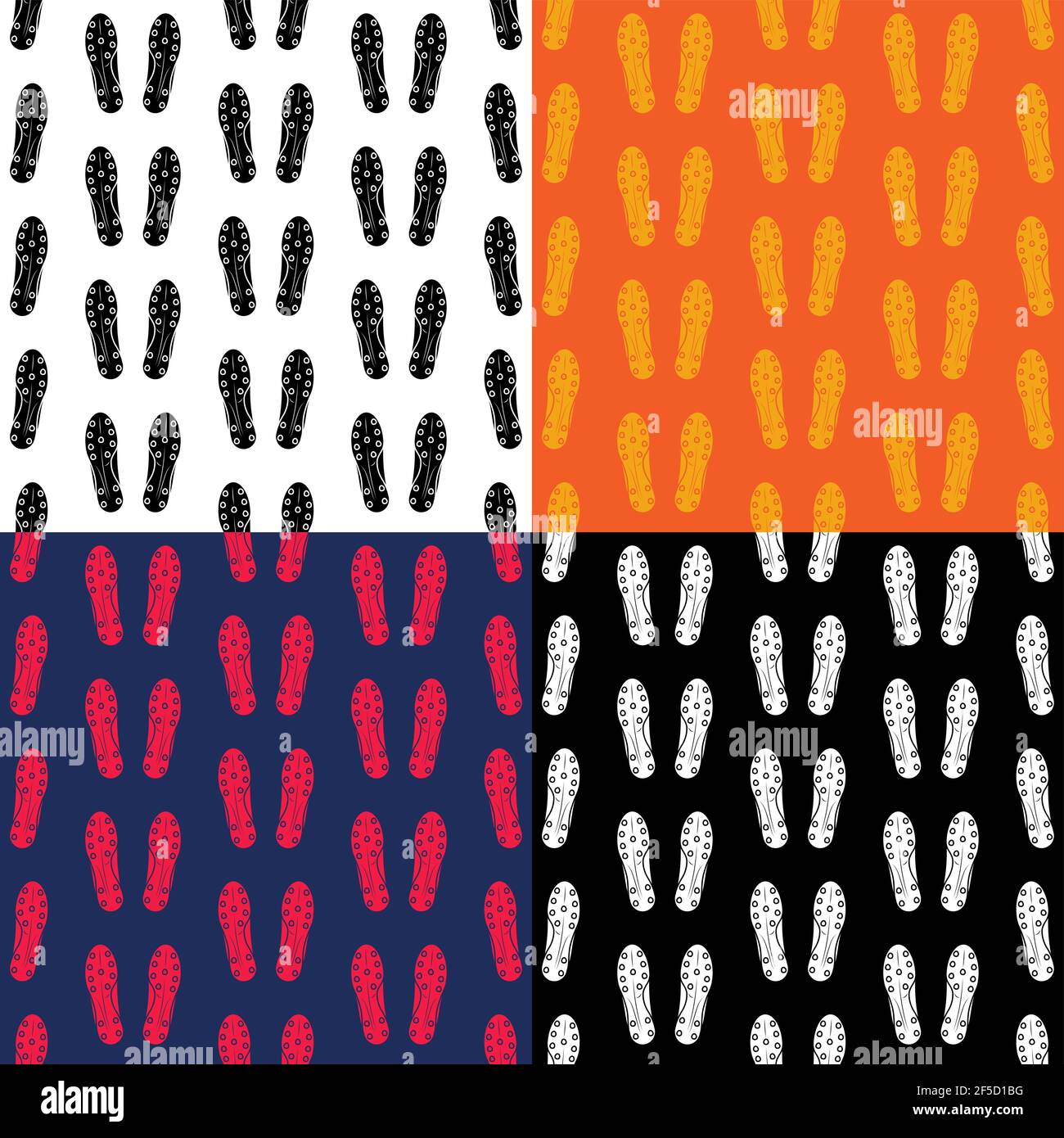 set of seamless patterns with soccer, football boot, sneaker bottom ...