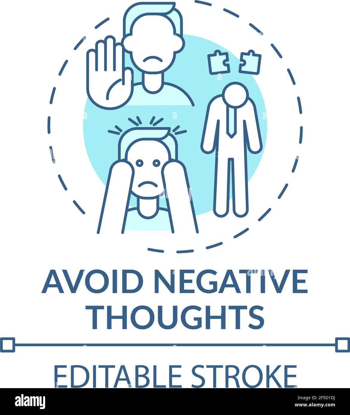 Avoid negative thought turquoise concept icon Stock Vector Image & Art ...