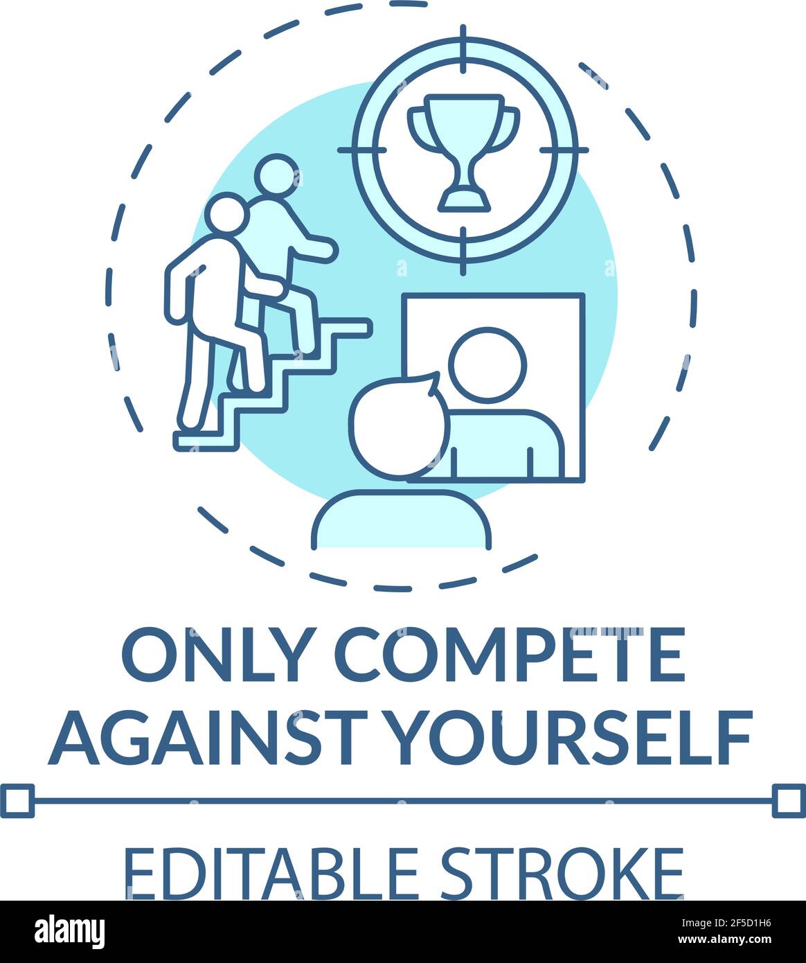 Only compete against yourself turquoise concept icon Stock Vector Image ...
