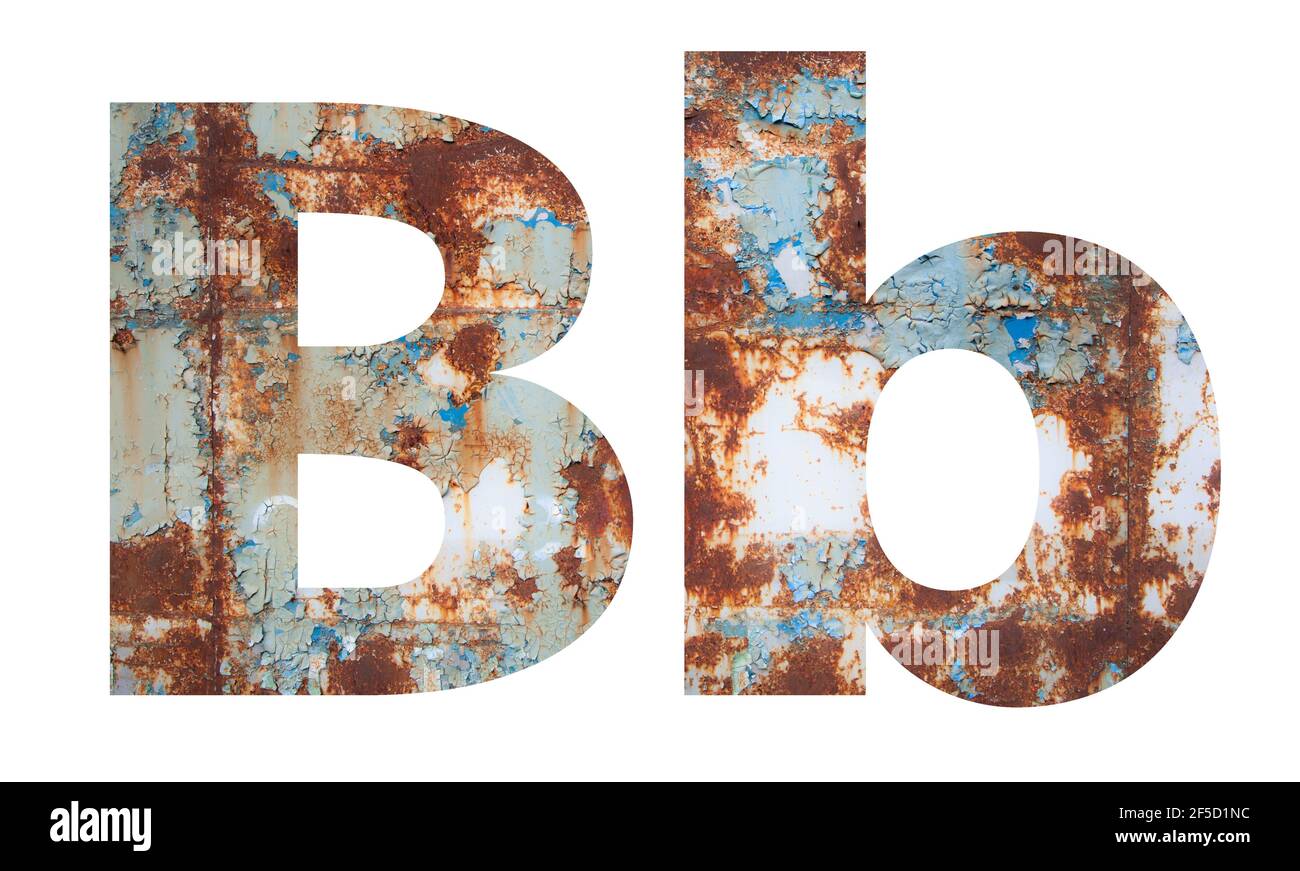 Rusty metal letter B. Old metal alphabet isolated on white background ...