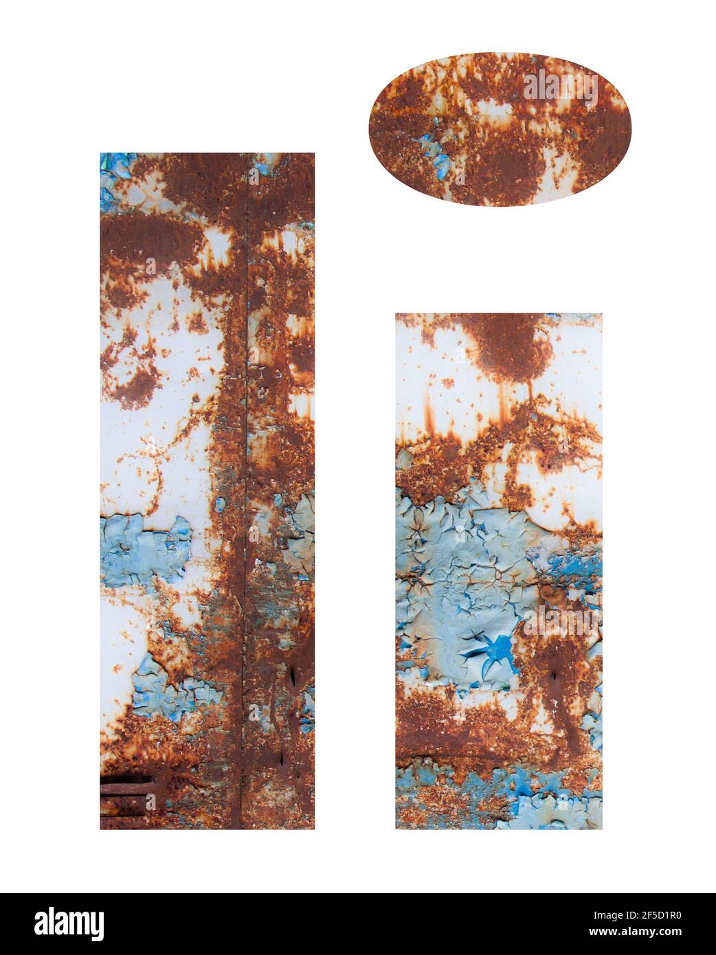 Rusty metal letter I. Old metal alphabet isolated on white background ...