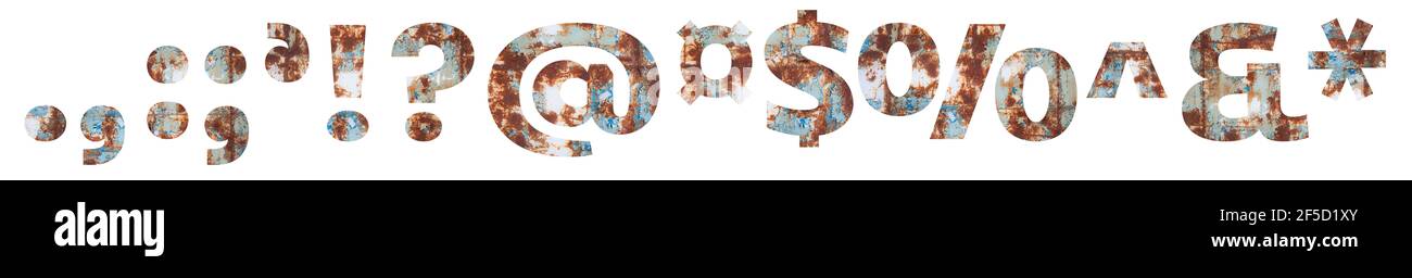 Rusty metal letters. Old metal alphabet isolated on white background ...