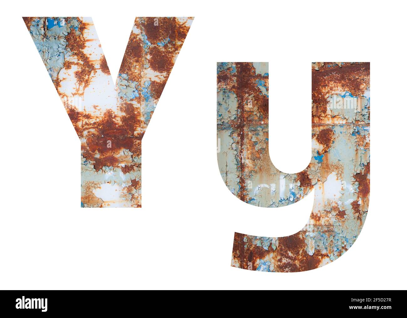 Rusty metal letter Y. Old metal alphabet isolated on white background ...