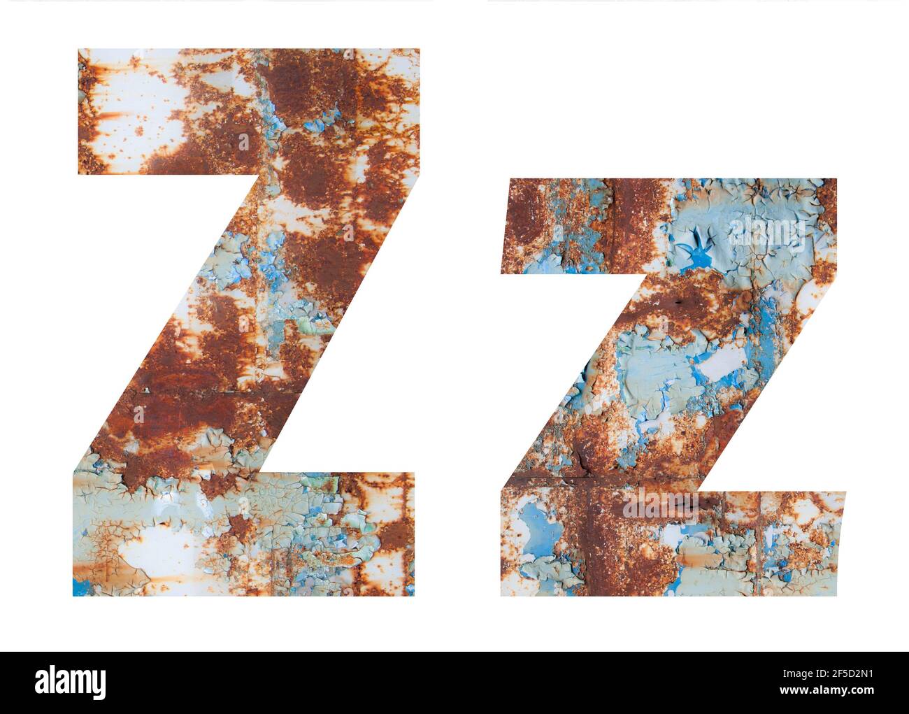 Rusty metal letter Z. Old metal alphabet isolated on white background ...