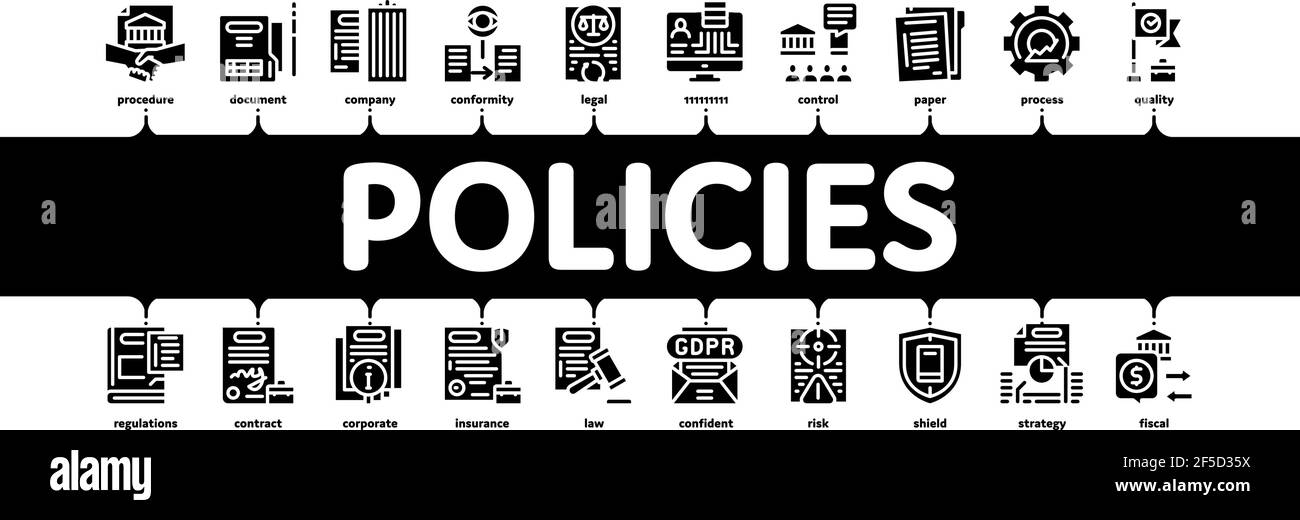 Policies Data Process Minimal Infographic Banner Vector Stock Vector ...