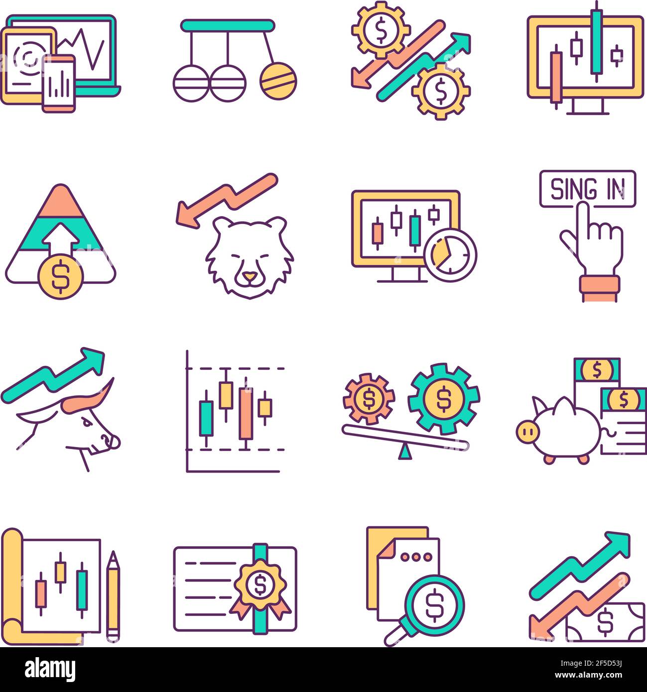 Stock market RGB color icons set Stock Vector Image & Art - Alamy