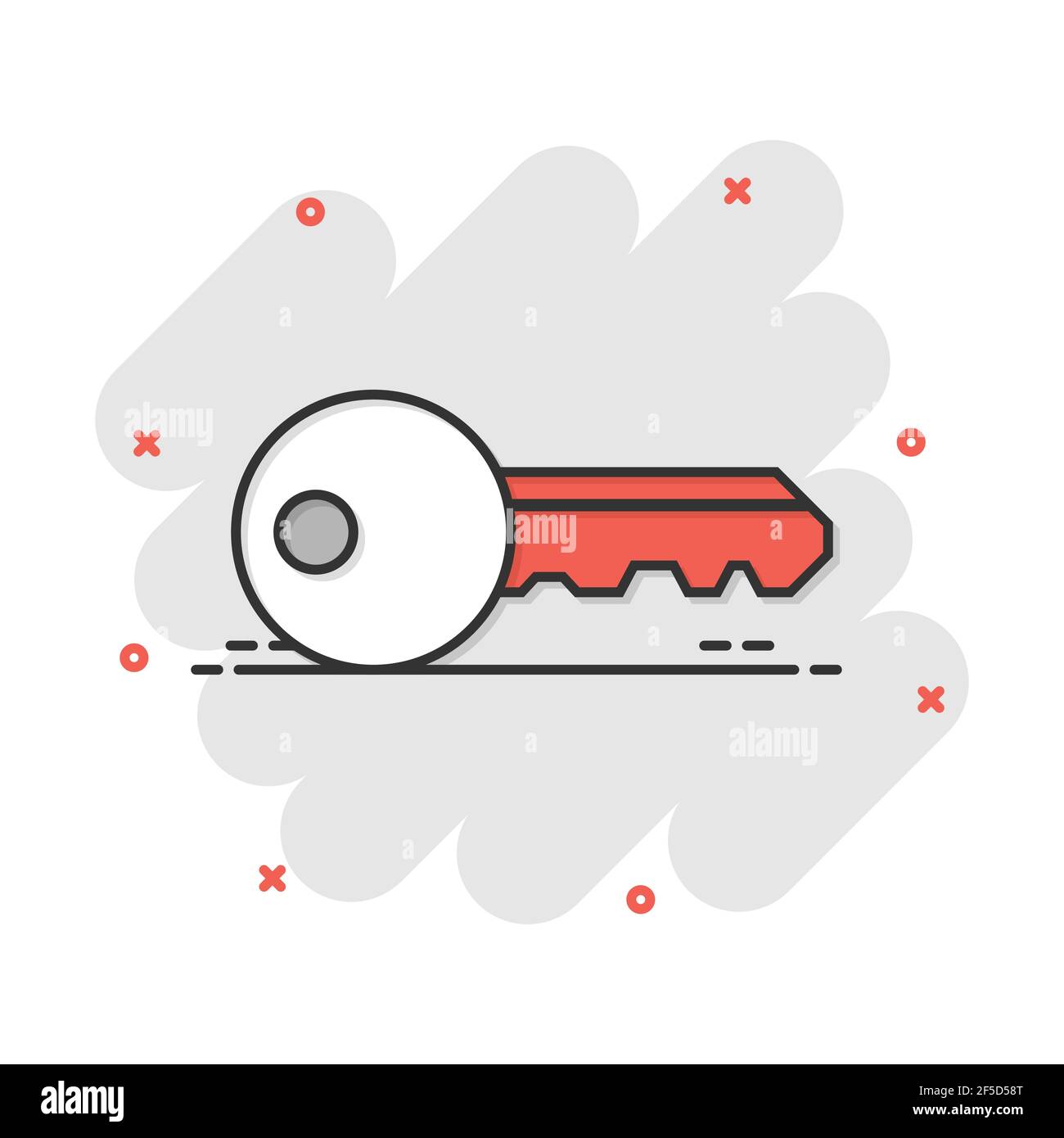 Key icon in comic style. Access login vector cartoon illustration ...