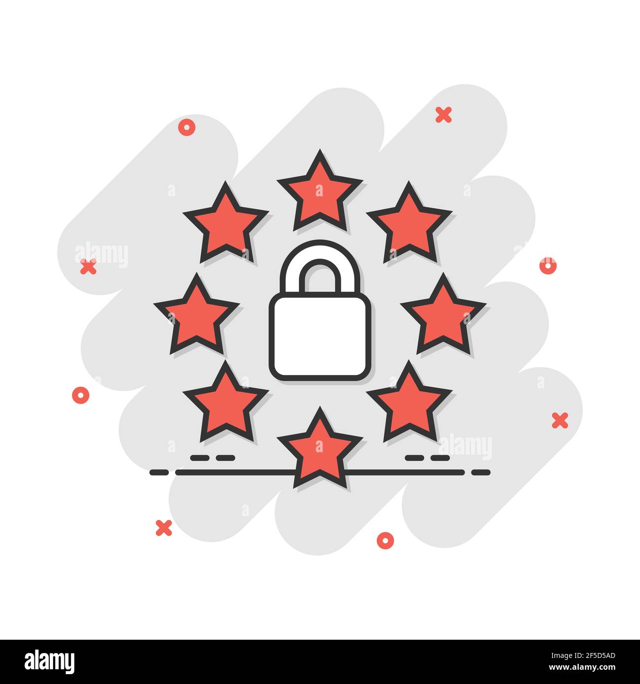 General data protection regulation padlock vector icon in comic style ...