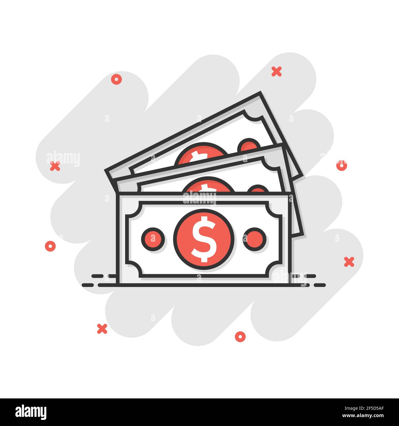 Dollar currency banknote icon in comic style. Dollar cash vector ...