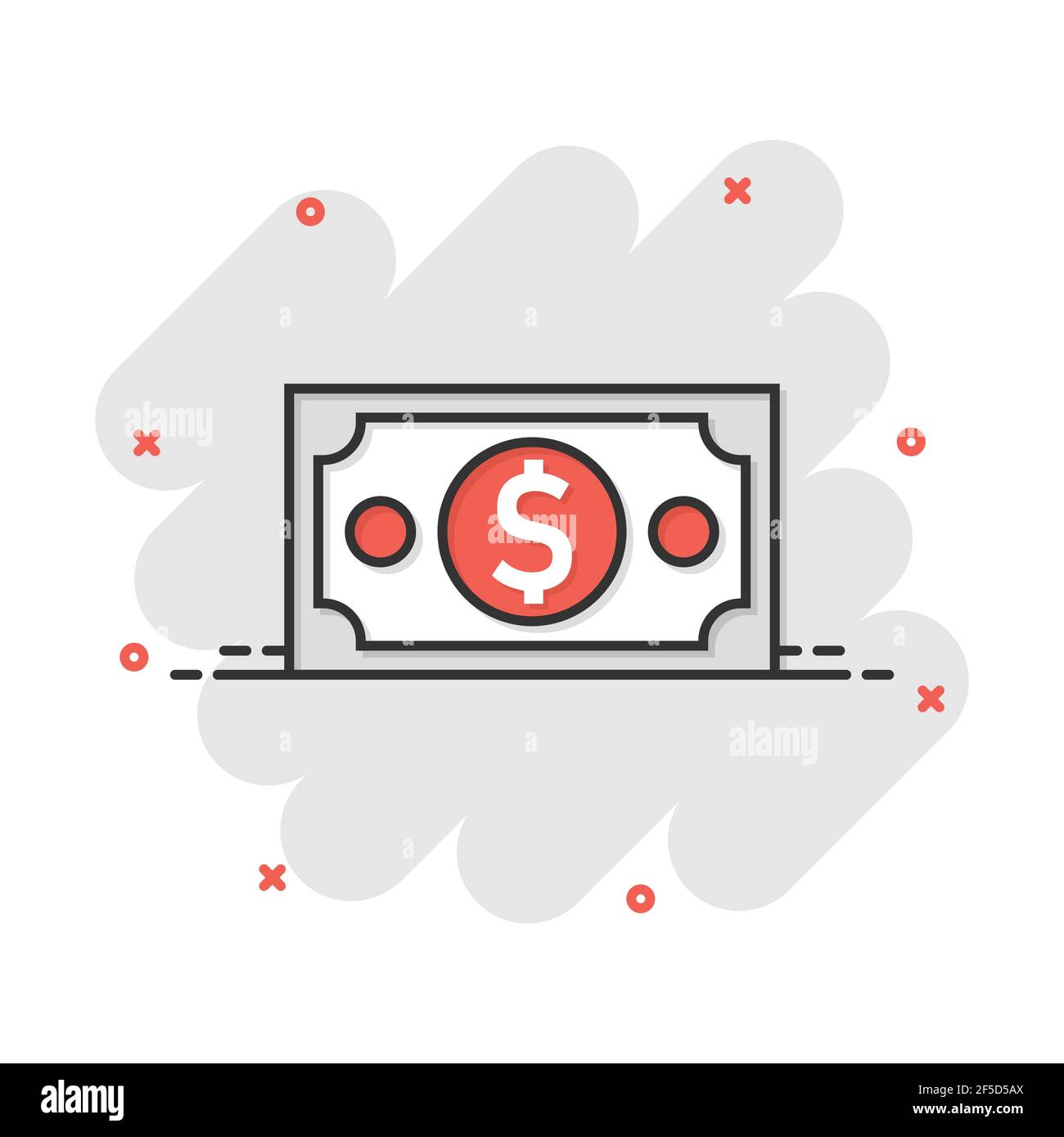 Dollar currency banknote icon in comic style. Dollar cash vector ...