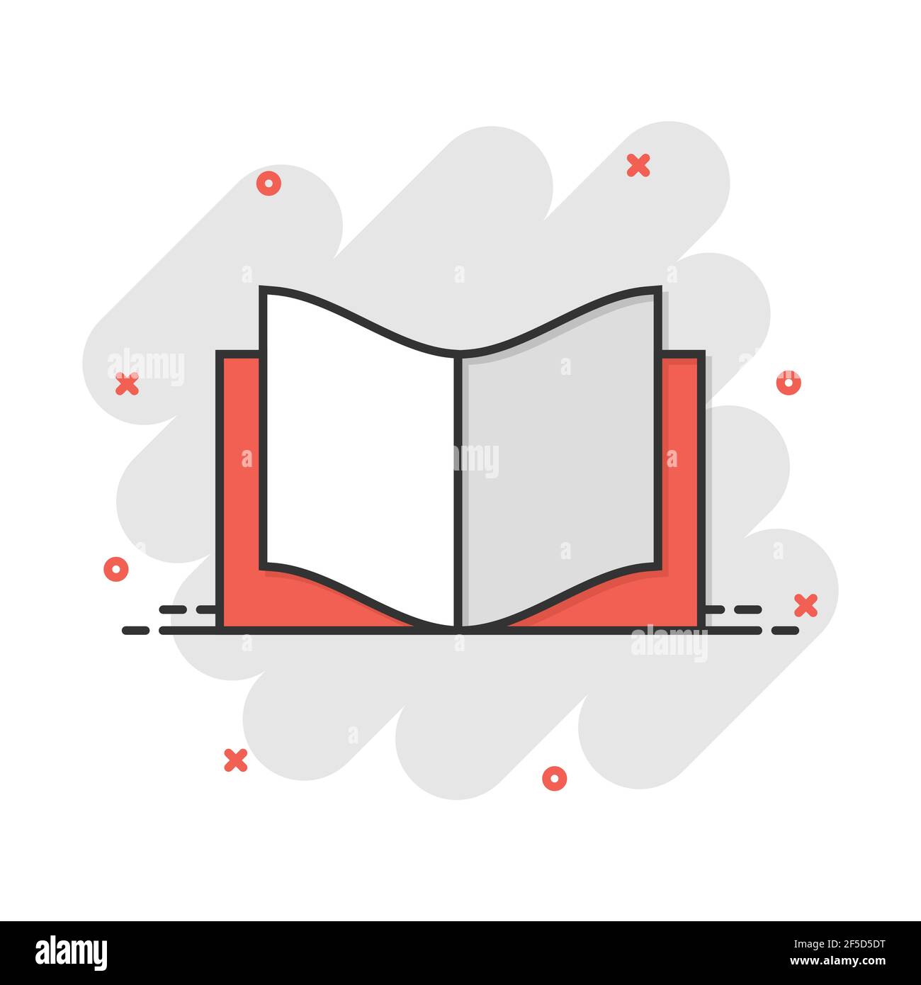 Book education icon in comic style. Literature magazine vector cartoon ...