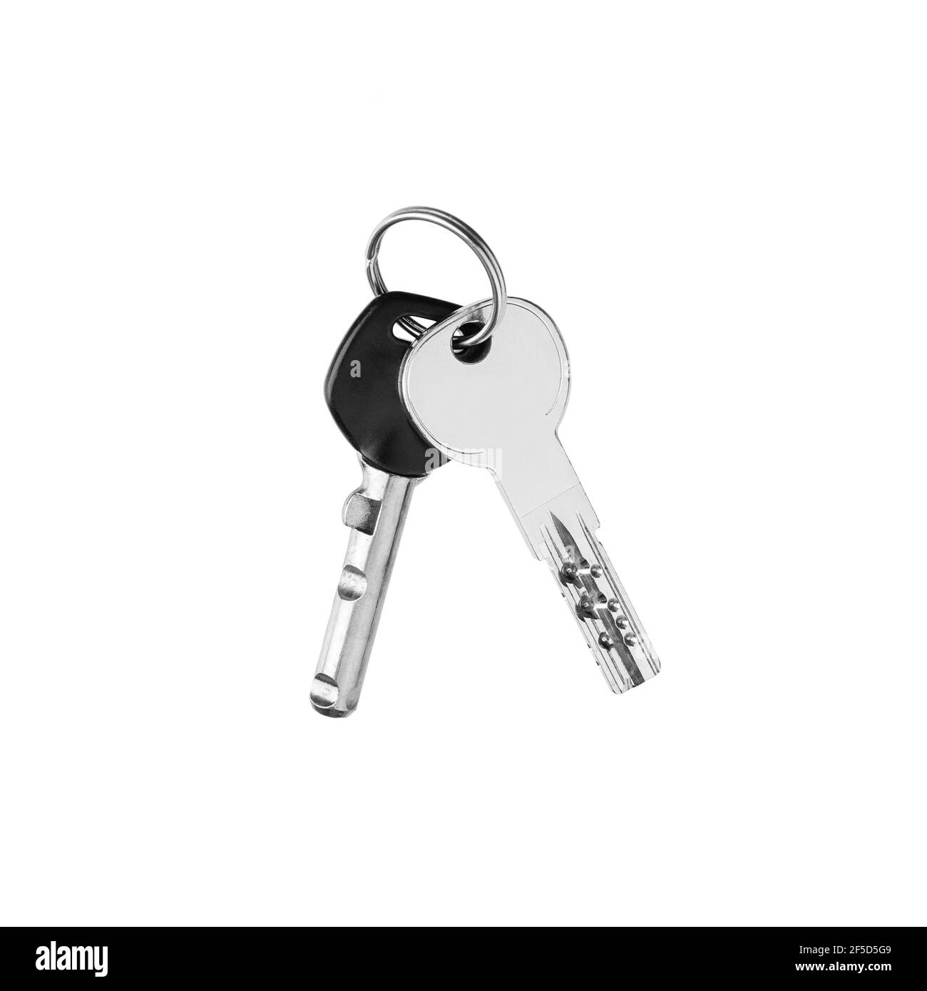 House door lock keys bunch on ring on white background isolated close ...