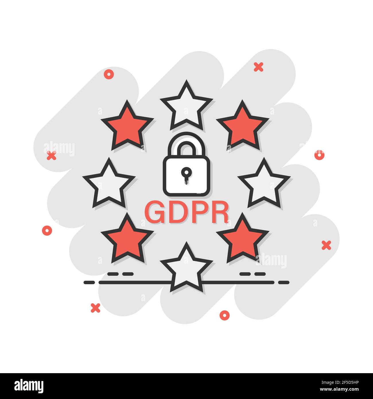General data protection regulation padlock vector icon in comic style ...