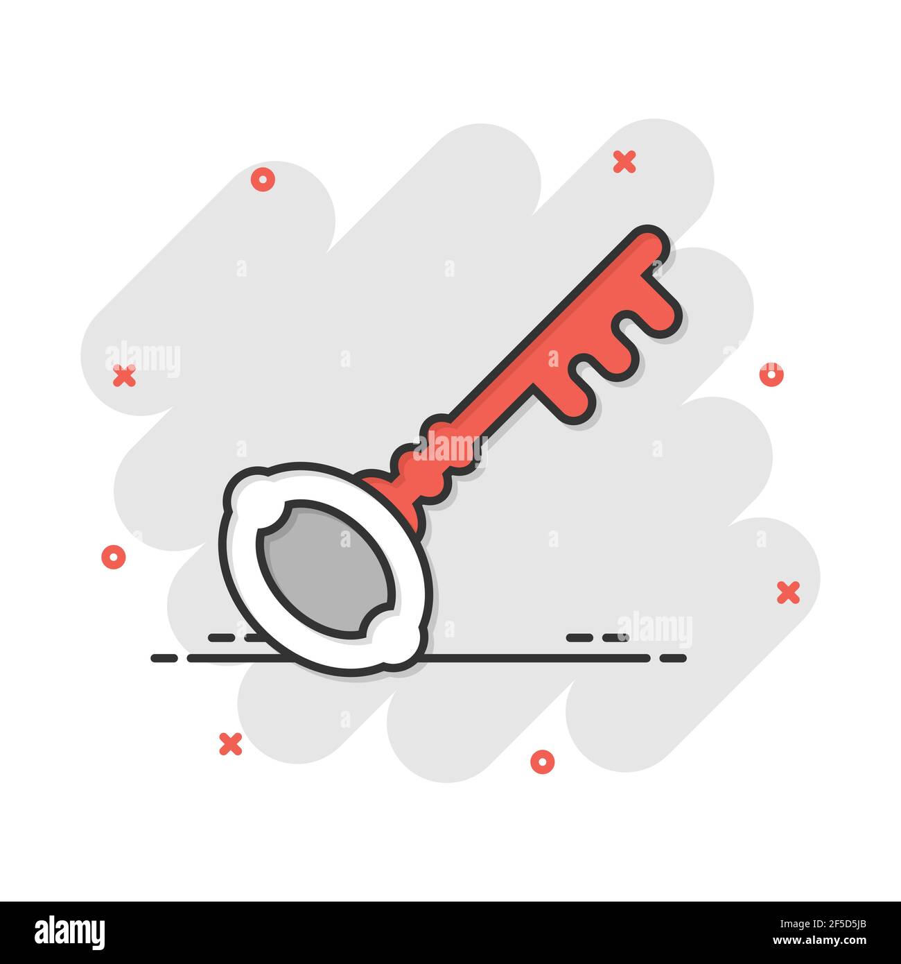 Key icon in comic style. Access login vector cartoon illustration ...