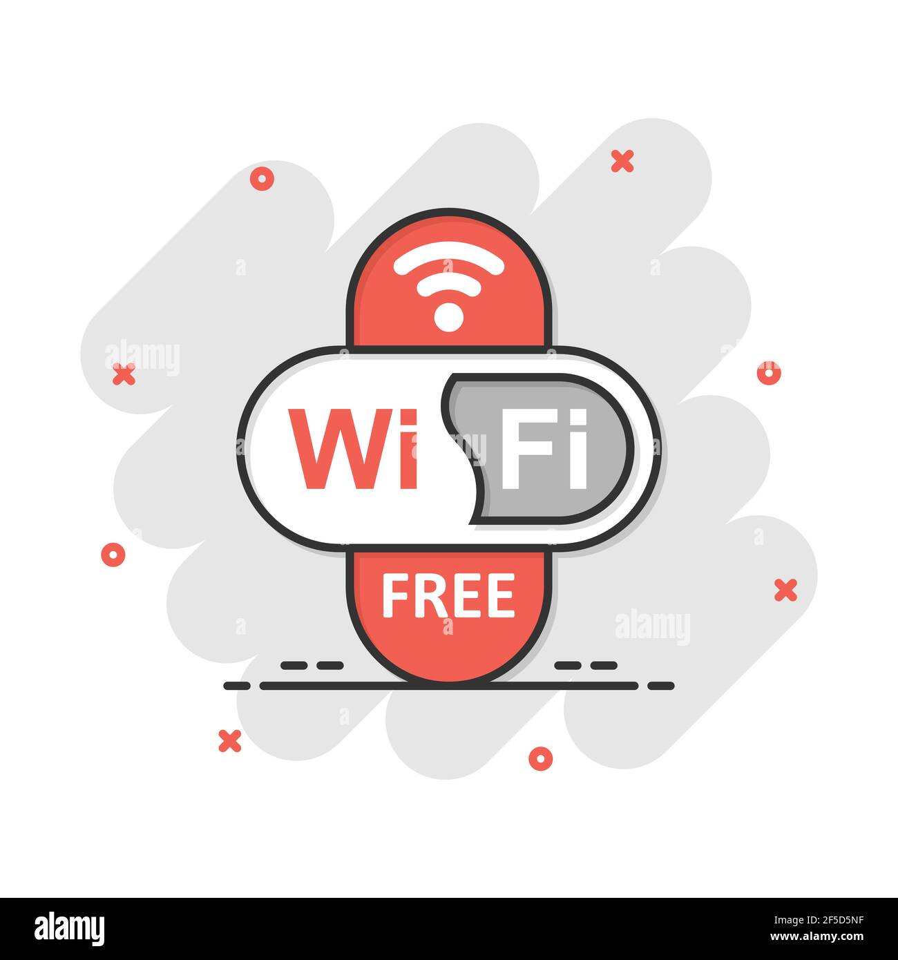 Wifi free icon in comic style. Wi-fi wireless technology vector cartoon illustration pictogram ...