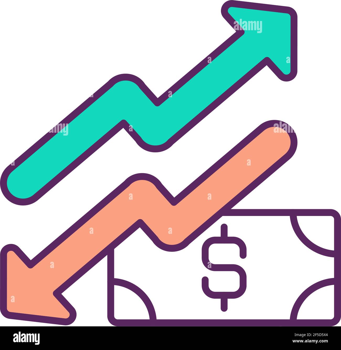 Currency rise and fall RGB color icon Stock Vector Image & Art - Alamy