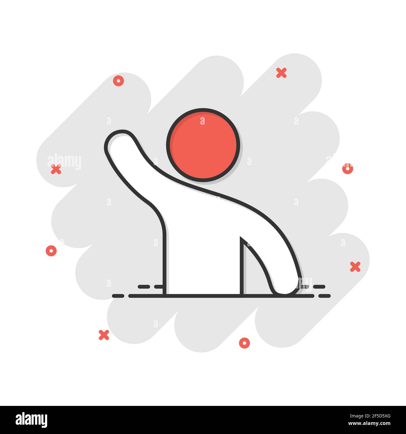 People greeting with hand up icon in comic style. Person gesture vector ...