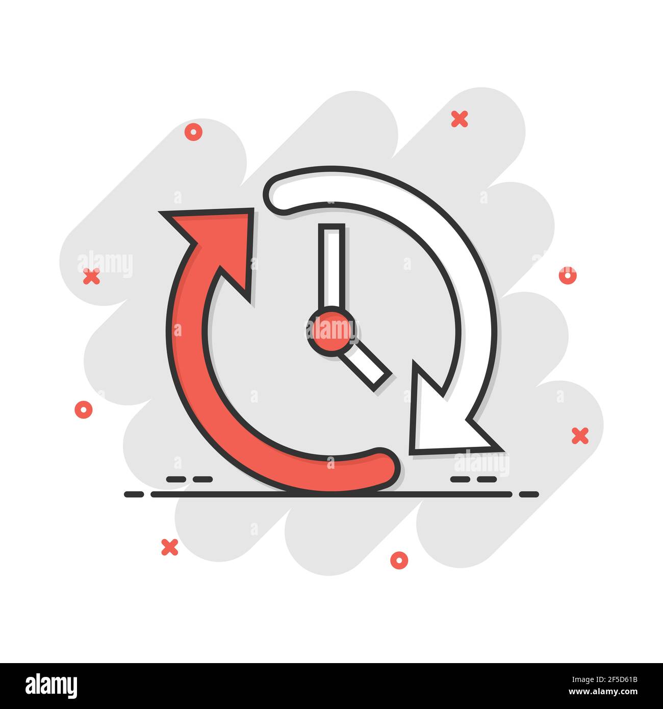 Clock countdown icon in comic style. Time chronometer vector cartoon ...