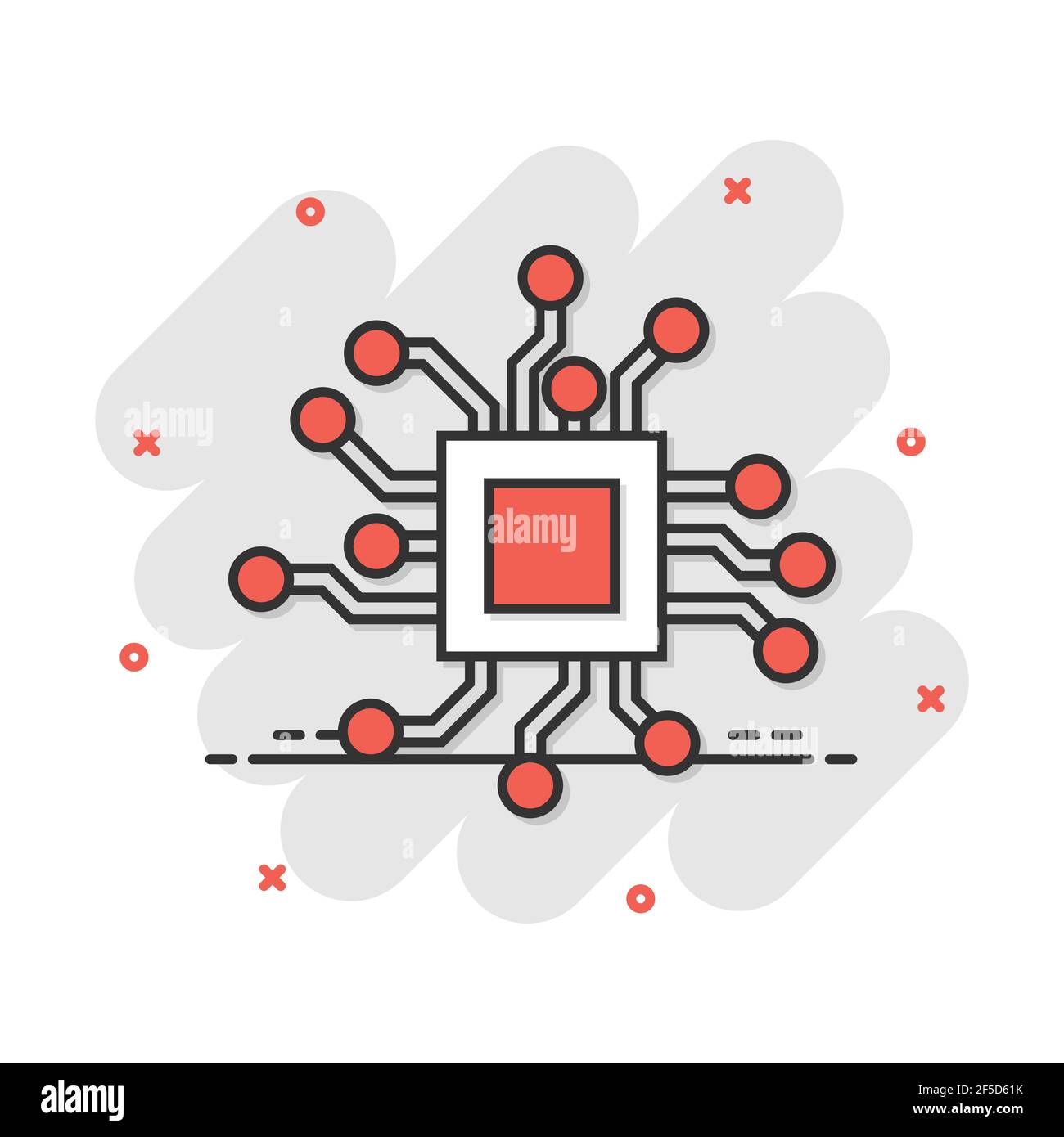 Circuit board icon in comic style. Technology microchip vector cartoon ...