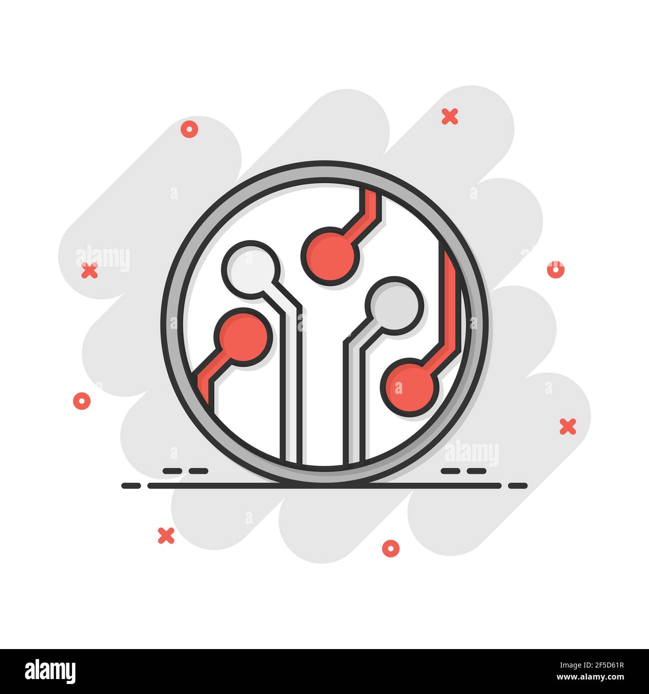 Circuit board icon in comic style. Technology microchip vector cartoon ...