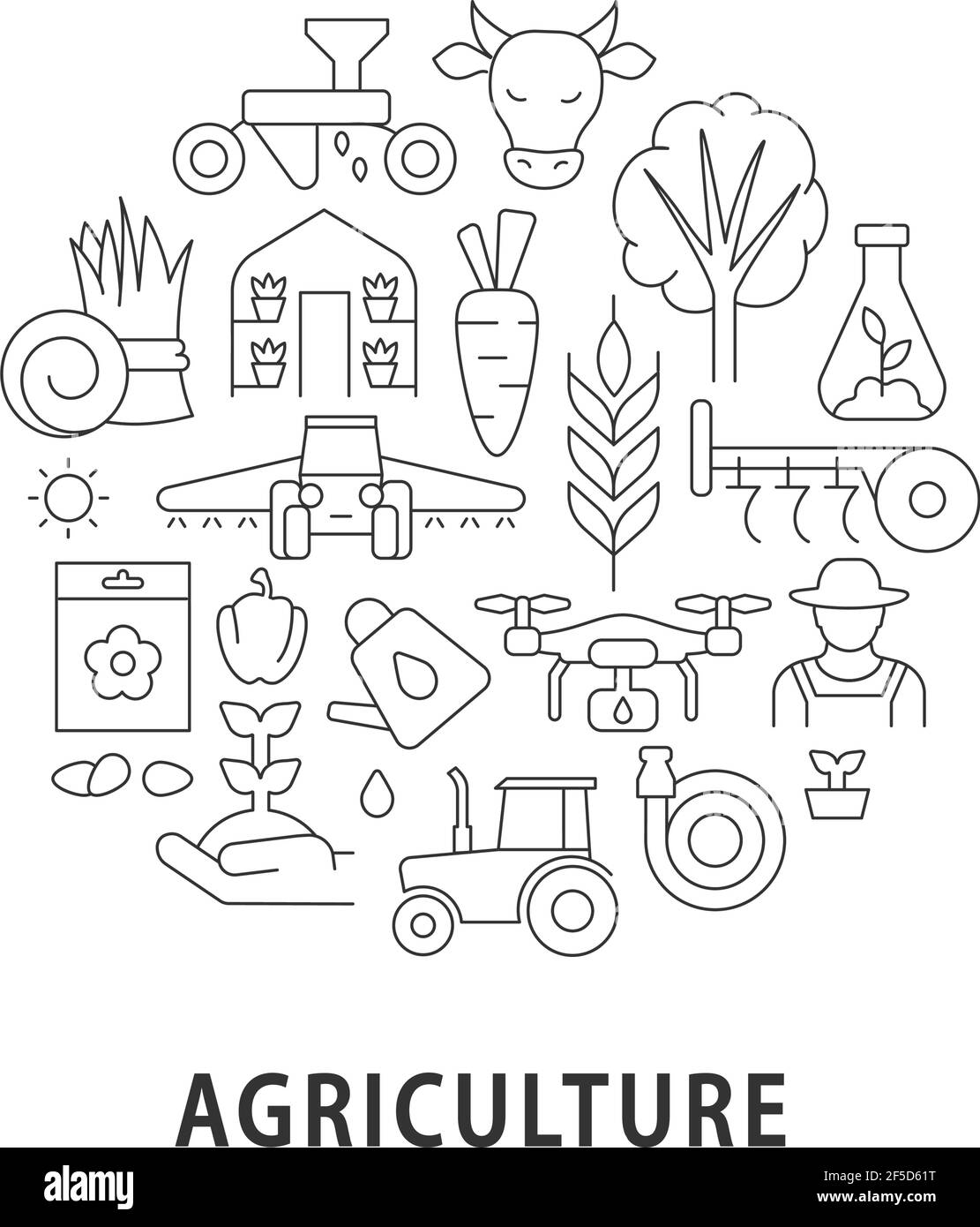 Agriculture abstract linear concept layout with headline Stock Vector ...