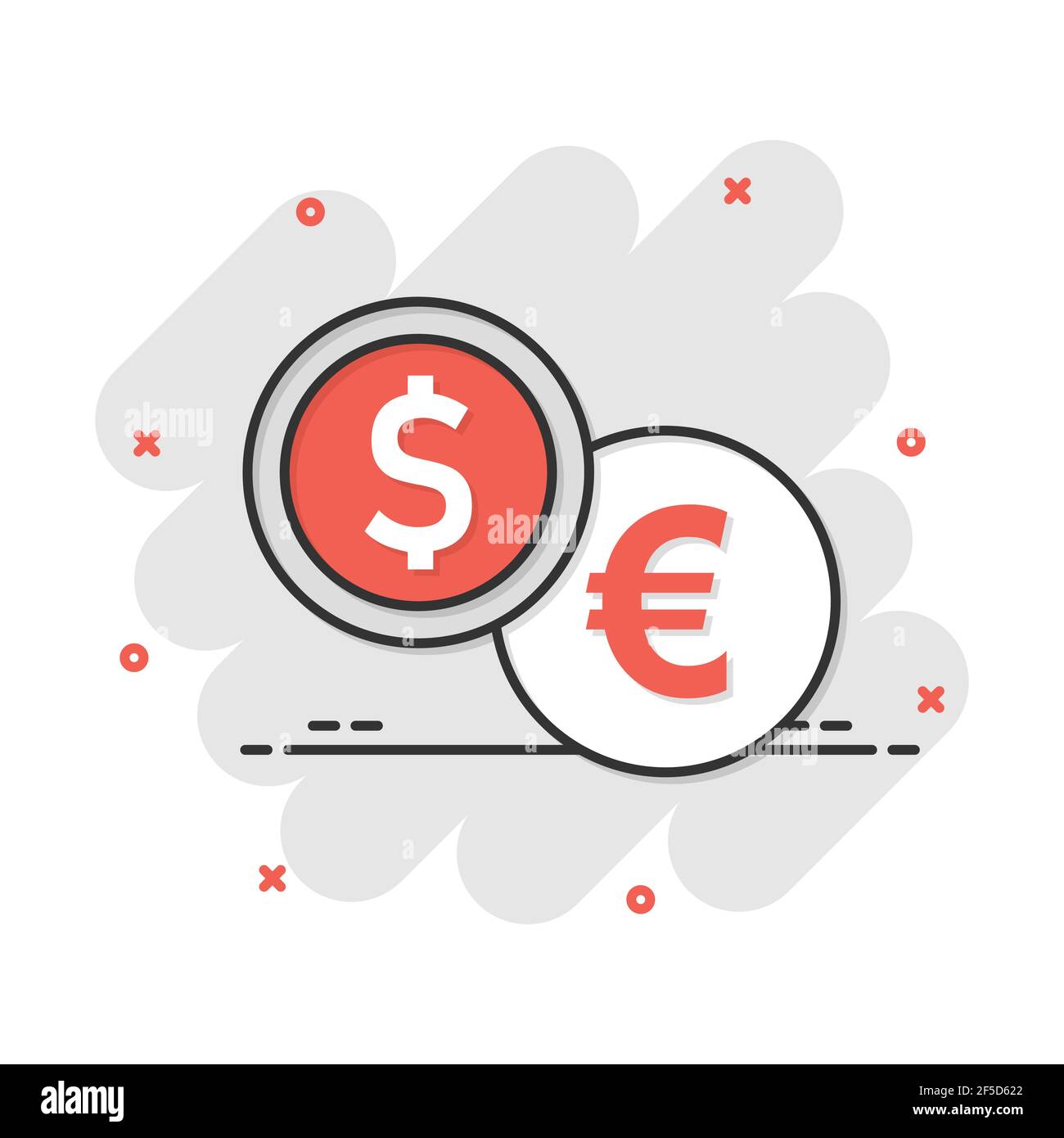Coins stack icon in comic style. Dollar, euro coin vector cartoon ...