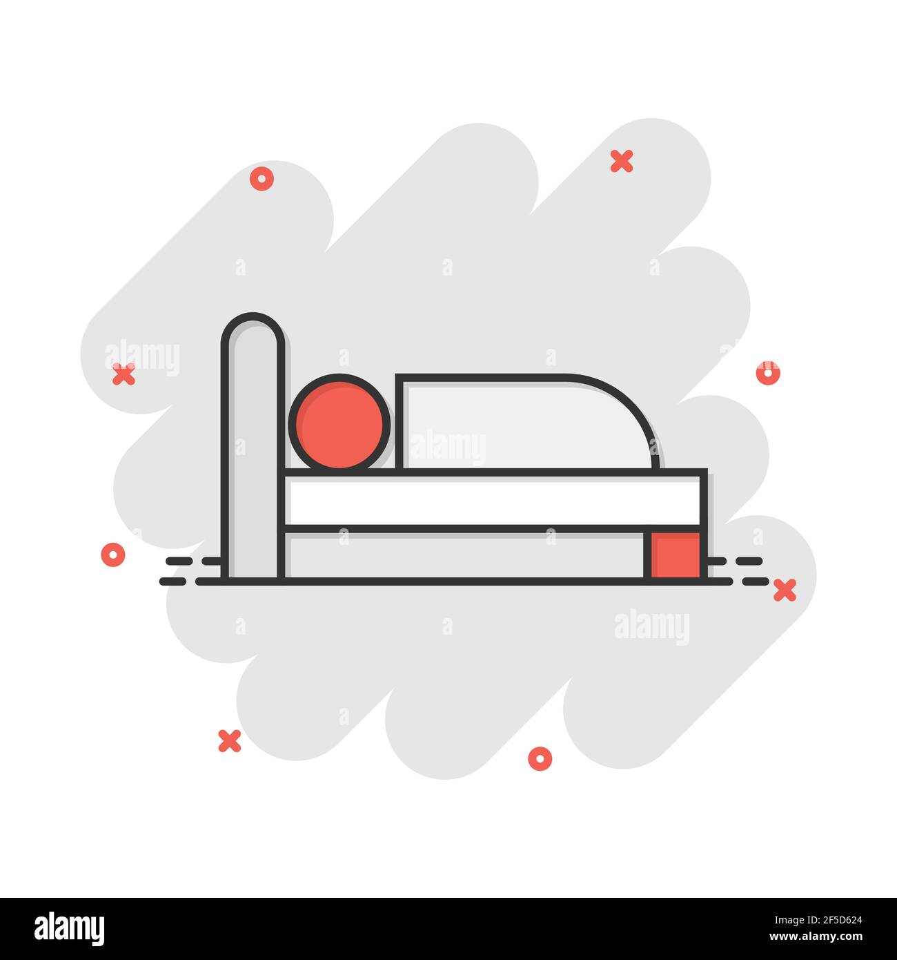 Bed icon in comic style. Sleep bedroom vector cartoon illustration ...