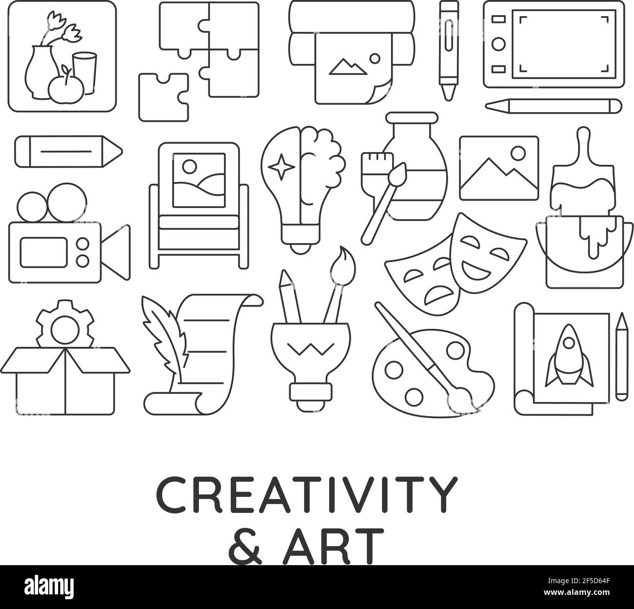 Creativity and art abstract linear concept layout with headline Stock ...