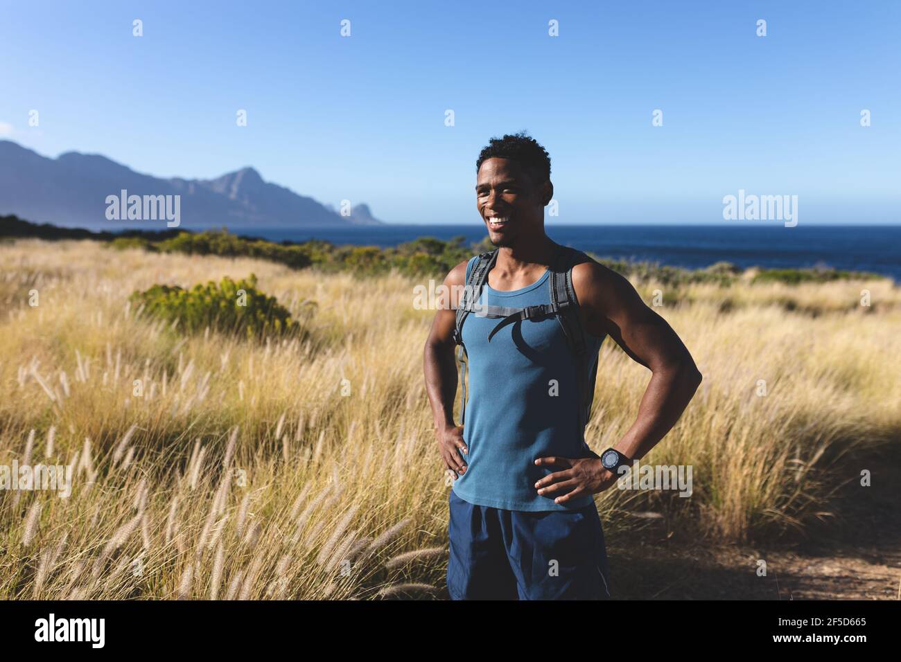 Cheerful fit african american hi-res stock photography and images - Alamy
