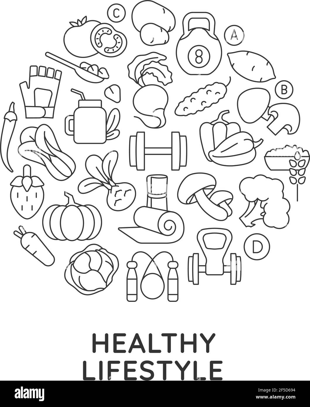 Healthy lifestyle abstract linear concept layout with headline Stock ...