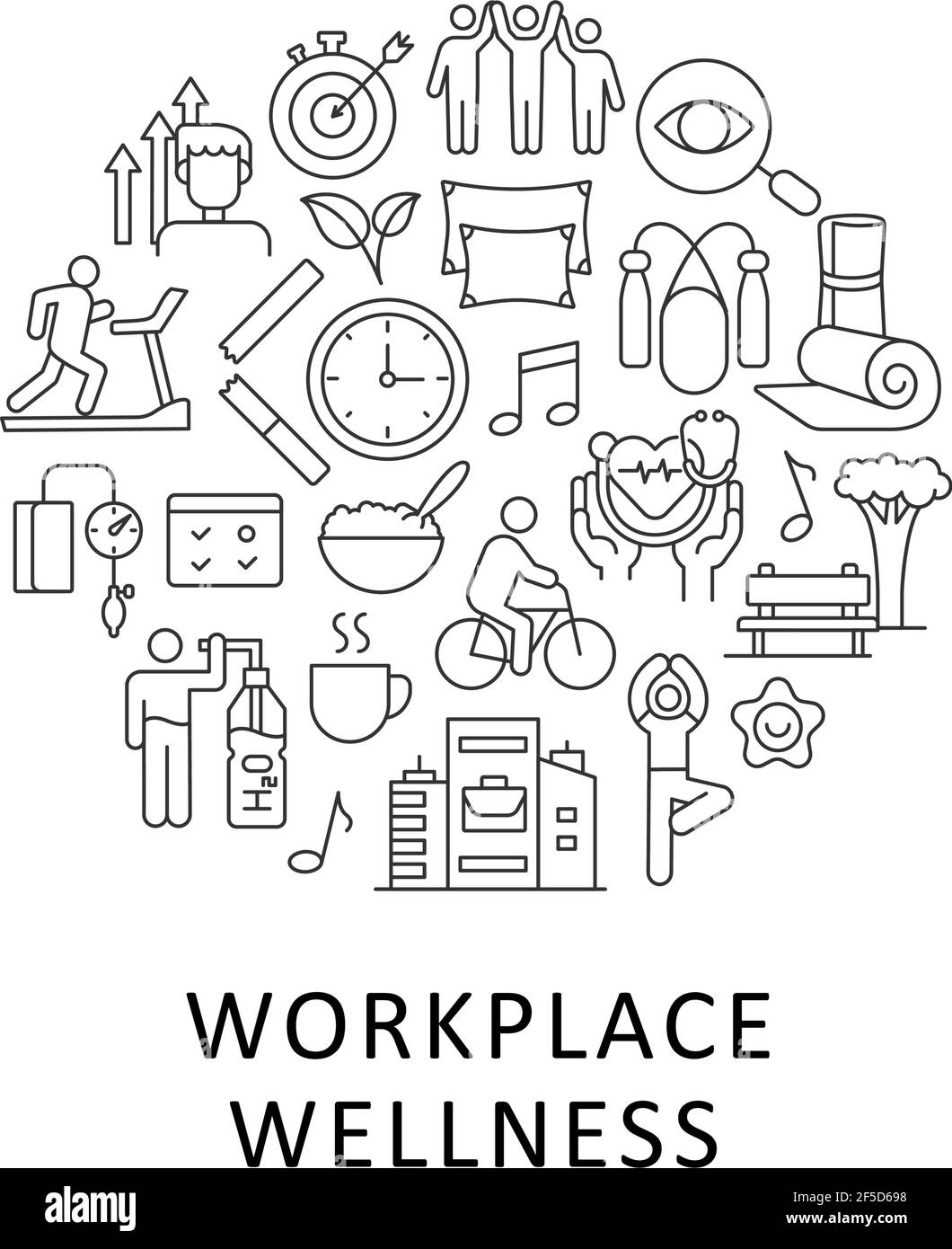 Workplace wellness abstract linear concept layout with headline Stock ...