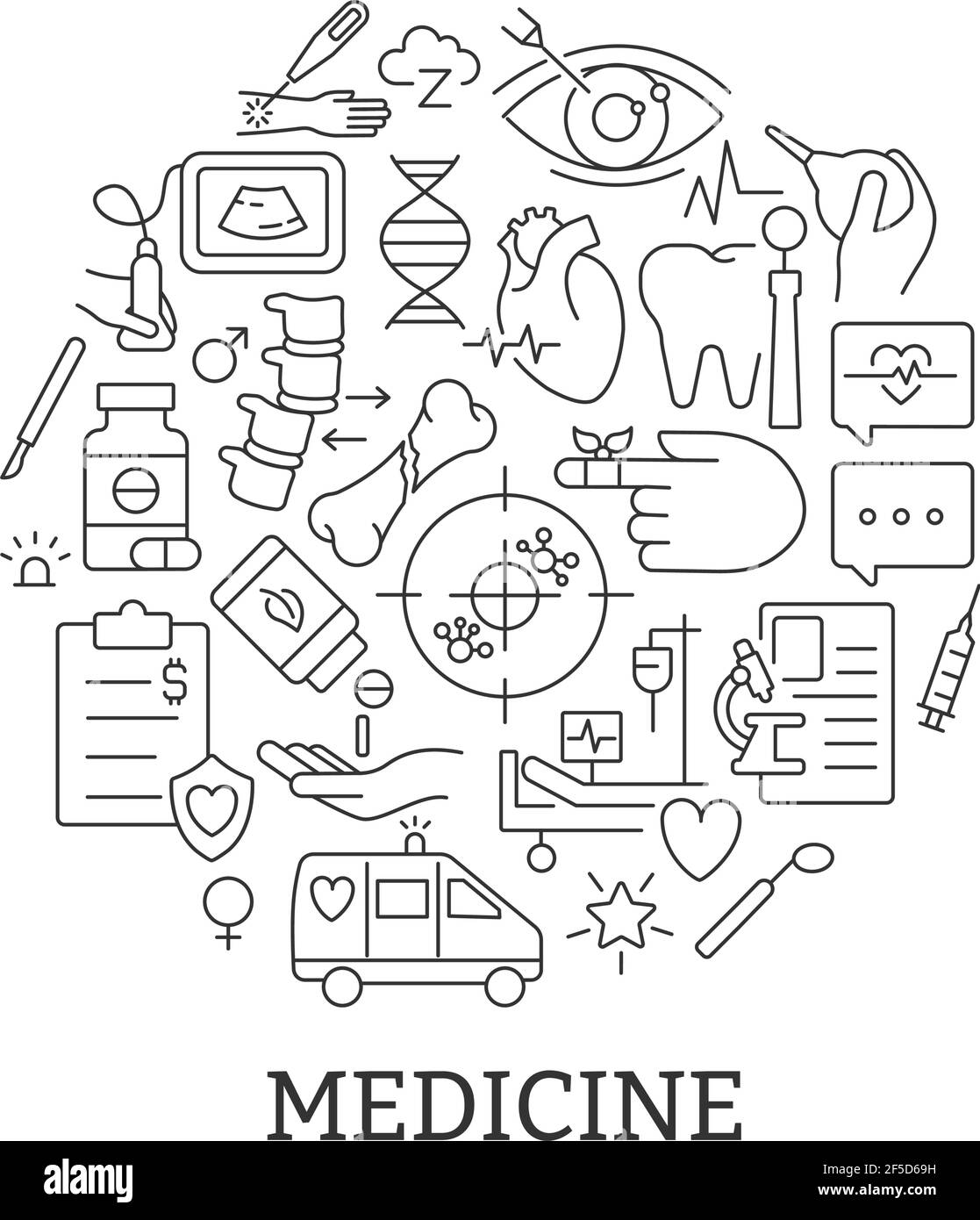 Medicine abstract linear concept layout with headline Stock Vector ...