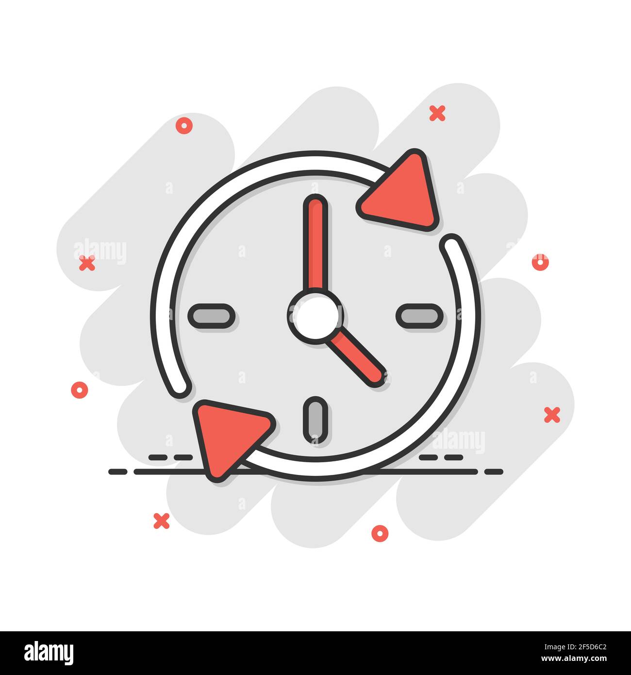 Clock countdown icon in comic style. Time chronometer vector cartoon ...