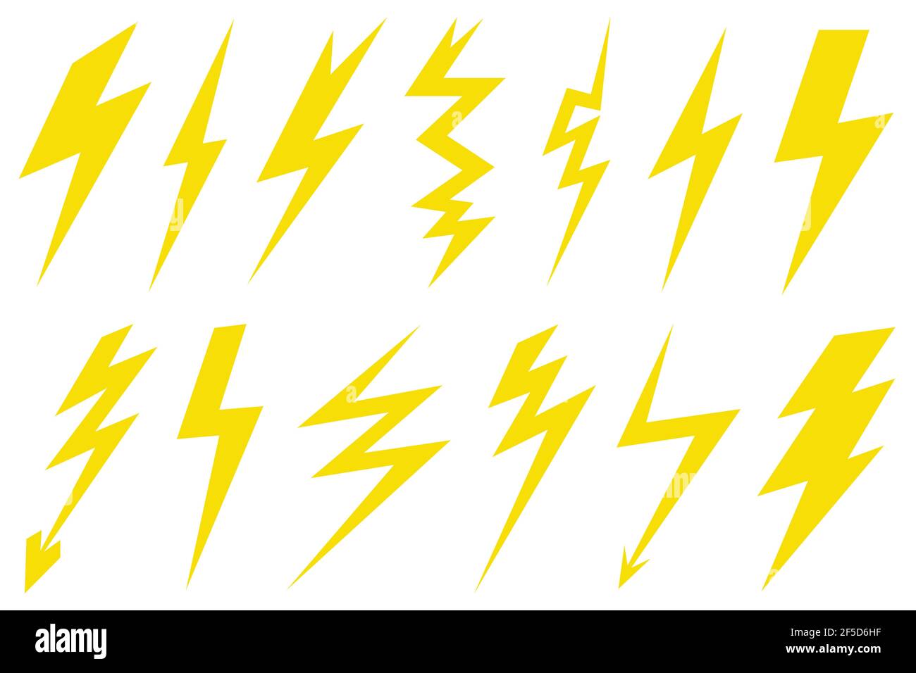 Group of different lightning bolts isolated on white Stock Photo - Alamy