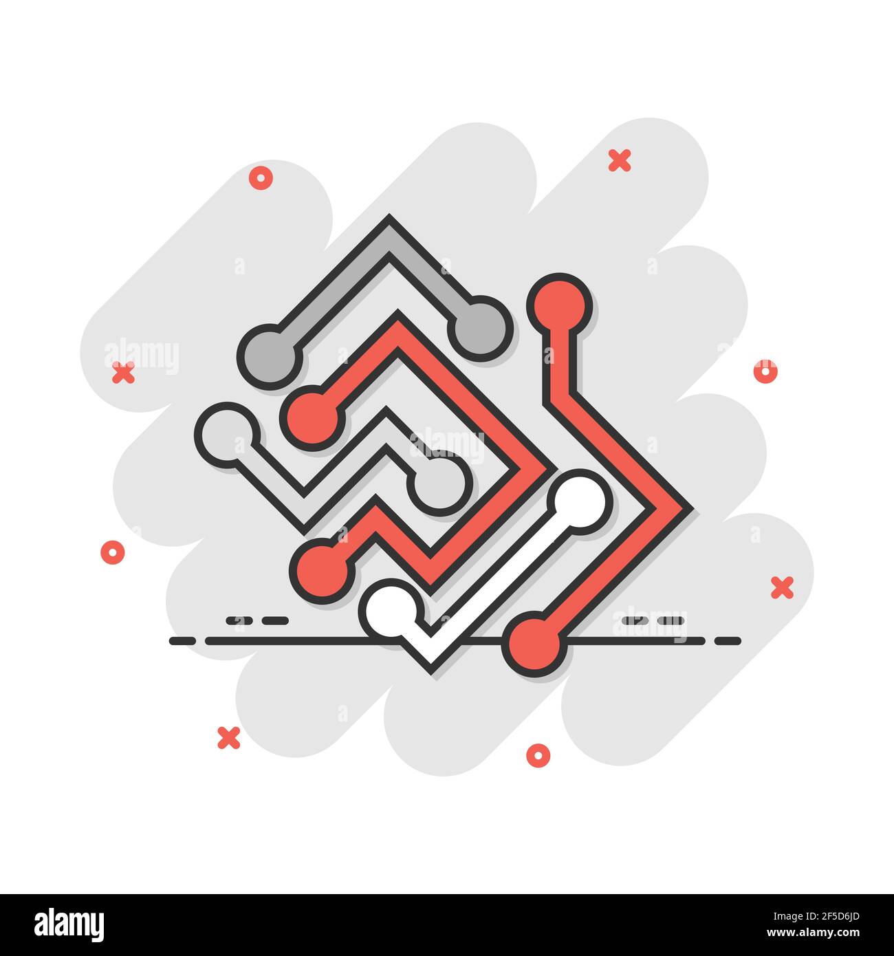 Circuit board icon in comic style. Technology microchip vector cartoon ...