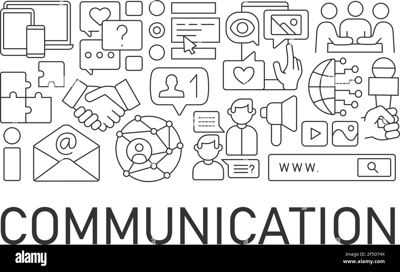 Communication abstract linear concept layout with headline Stock Vector ...